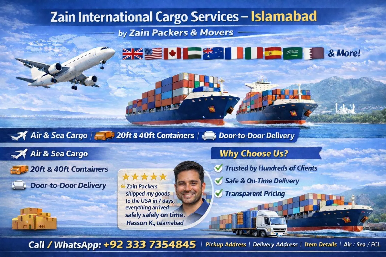 Reliable Zain International Cargo Service In Islamabad | Zain Packers ...